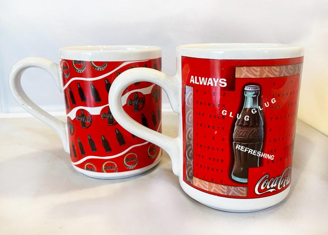 Red Coca-cola Mugs - Set of 2 - Etsy