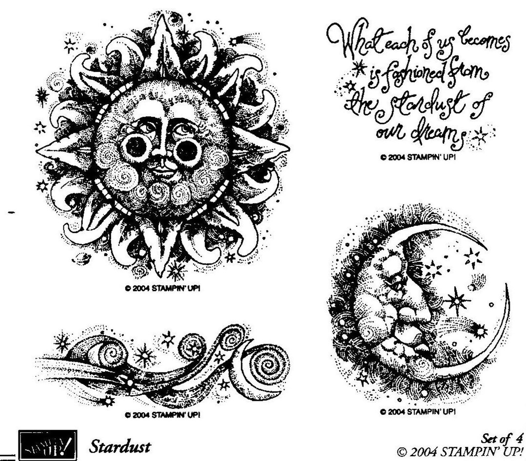 Stardust Stampin up Stamp Set, Wood Mount, Sun, Moon, Wind, Stardust of ...