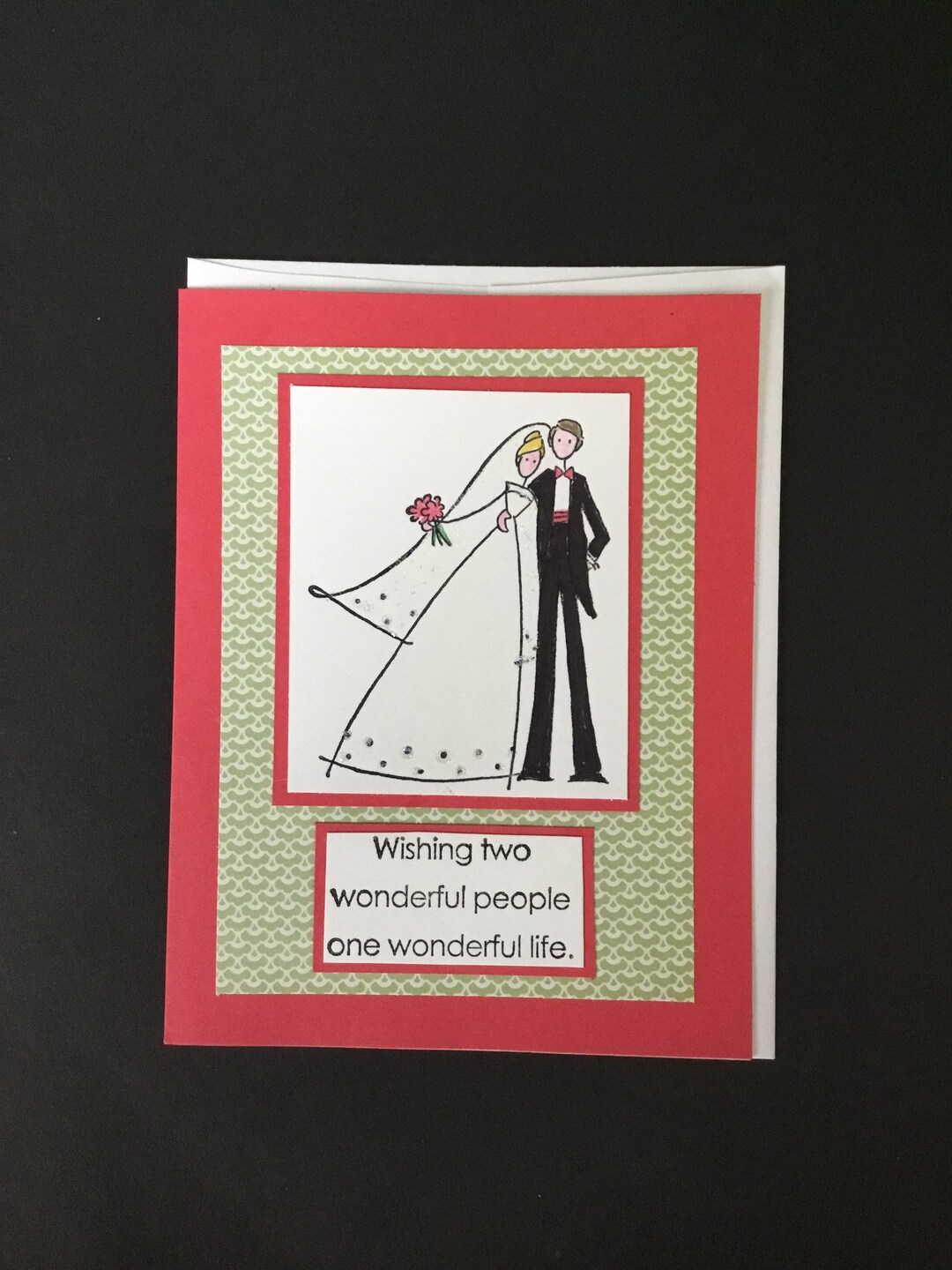 Wedding Couple Greeting Card Handmade Blank Wishing Two - Etsy