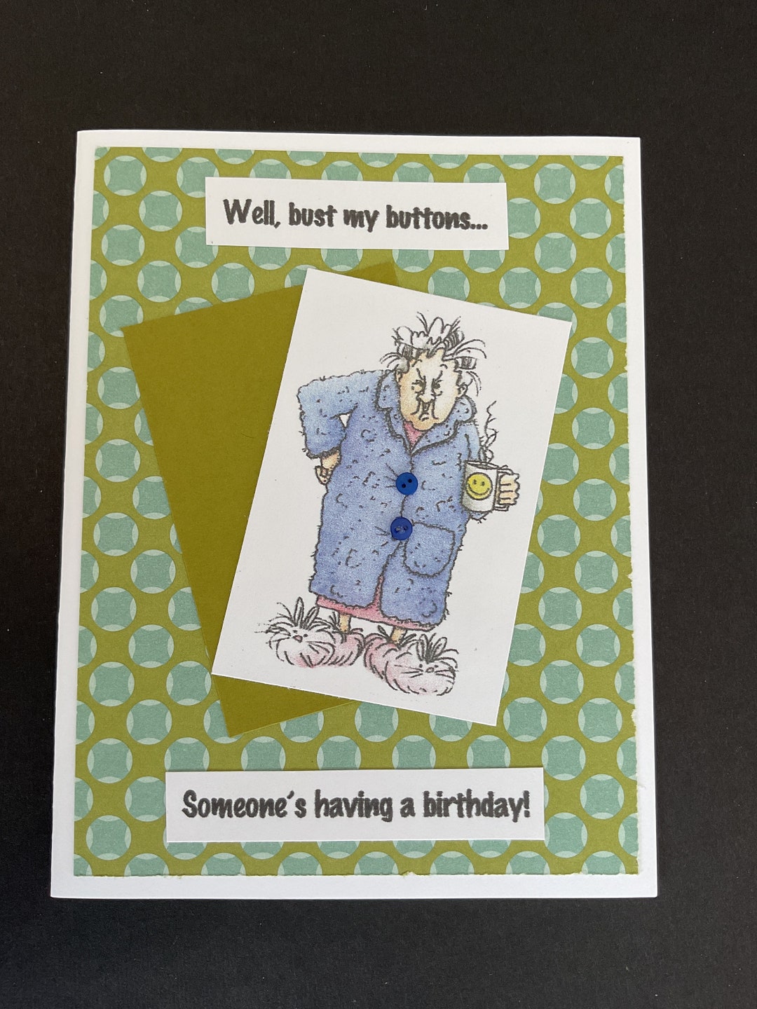 Bust My Buttons Birthday Greeting Card, Handmade, Happy Birthday, One ...