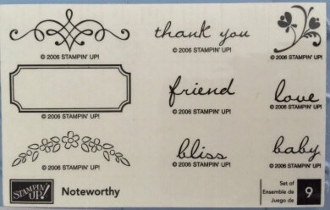 Noteworthy Stampin up Stamp, Thank You, Friend, Baby, Bliss, Love, for ...