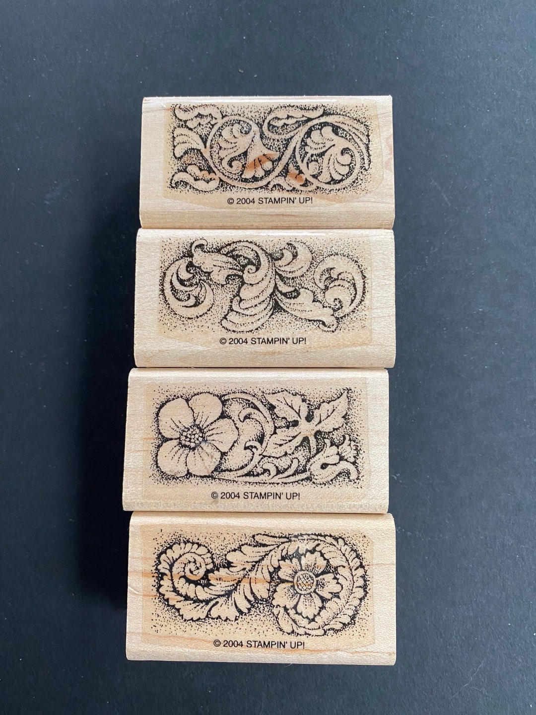 Sculpted Style Stampin up Stamp Set Wood Mounts, Medieval Floral Design ...