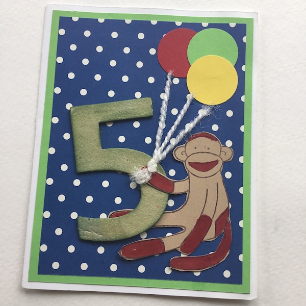Sock Monkey Birthday Card - Etsy