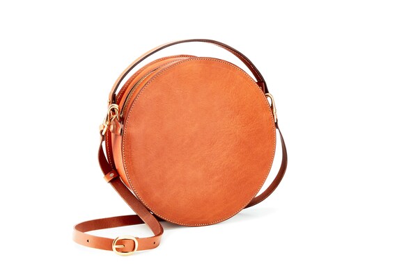Circle Leather Bag Cercle Round Crossbody Purse Top Handle | Etsy