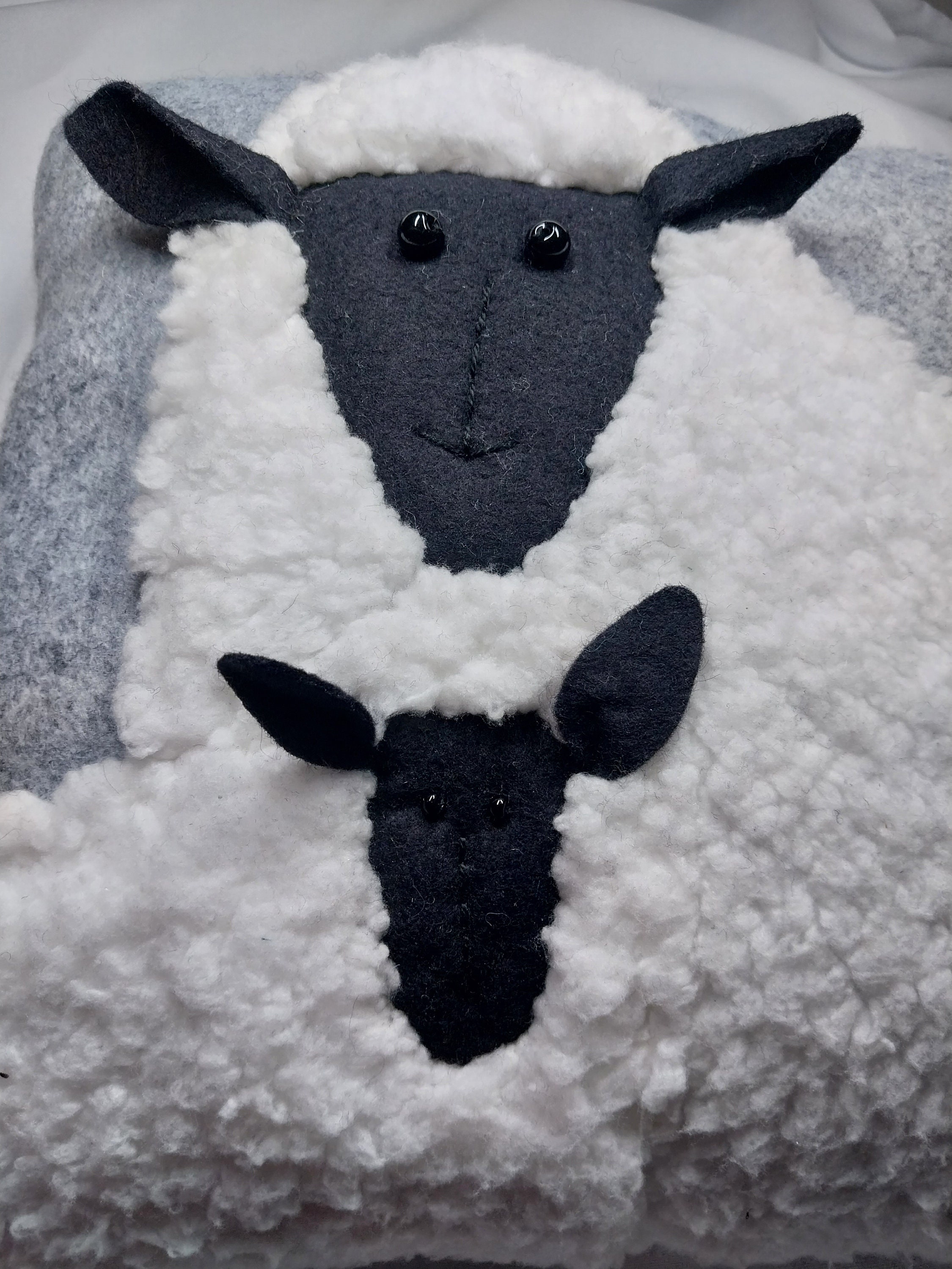 Handmade Sheep & Lamb Pillow Hand Embroidered Wool Applique - Etsy