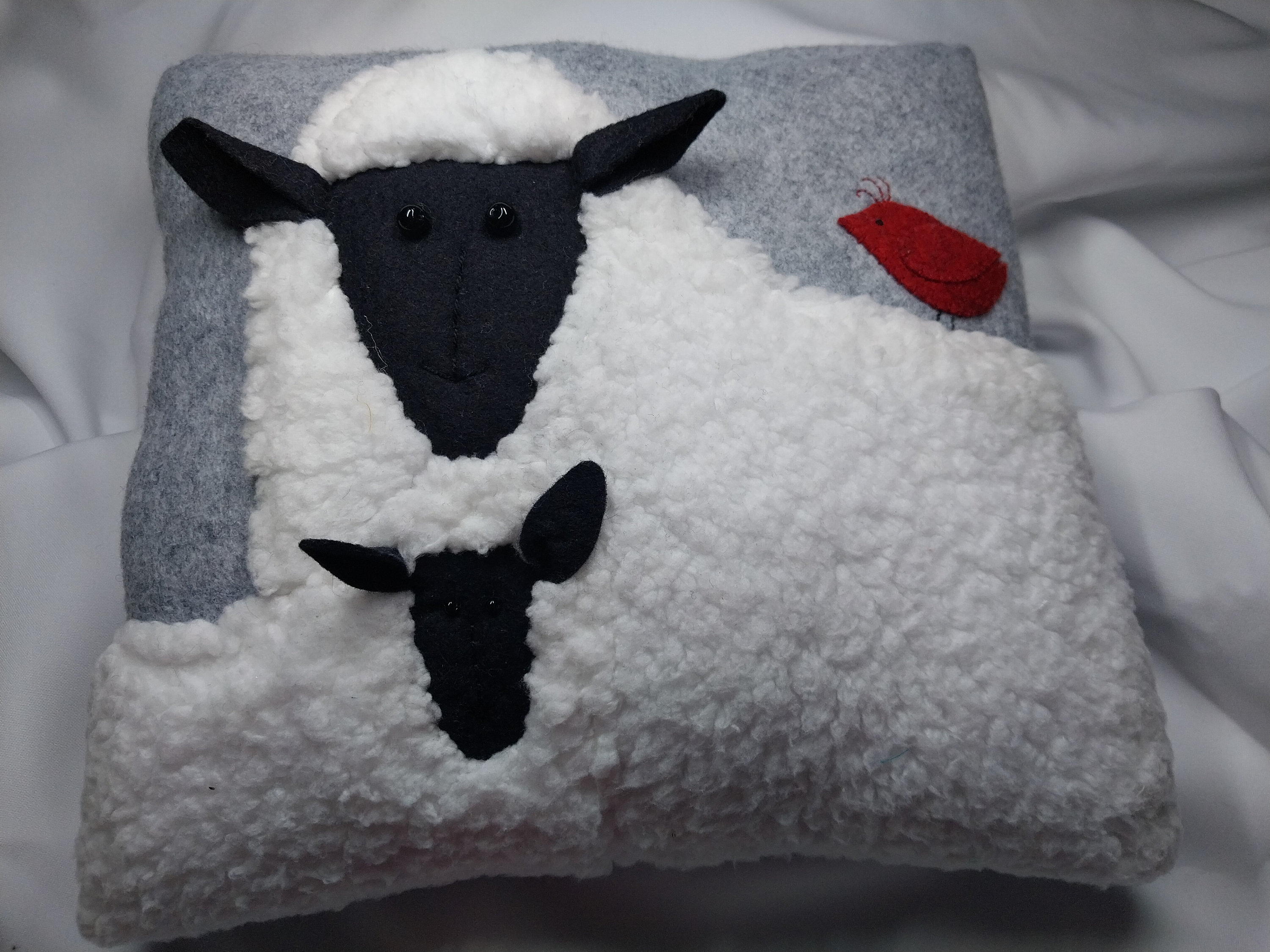 Handmade Sheep & Lamb Pillow Hand Embroidered Wool Applique - Etsy