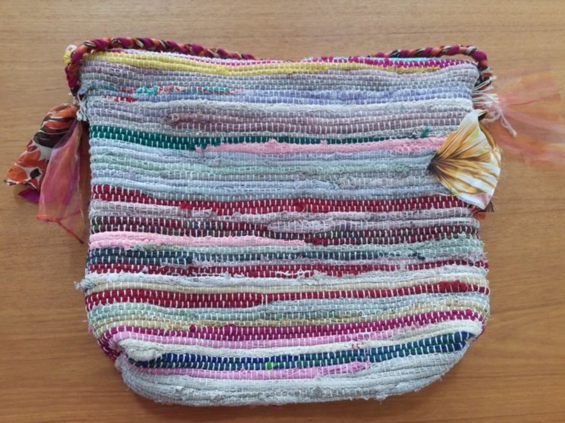 Rag Rug Bag, Boho Crossbody Bag, Flap Bag, Upcycled Recycled Repurposed ...