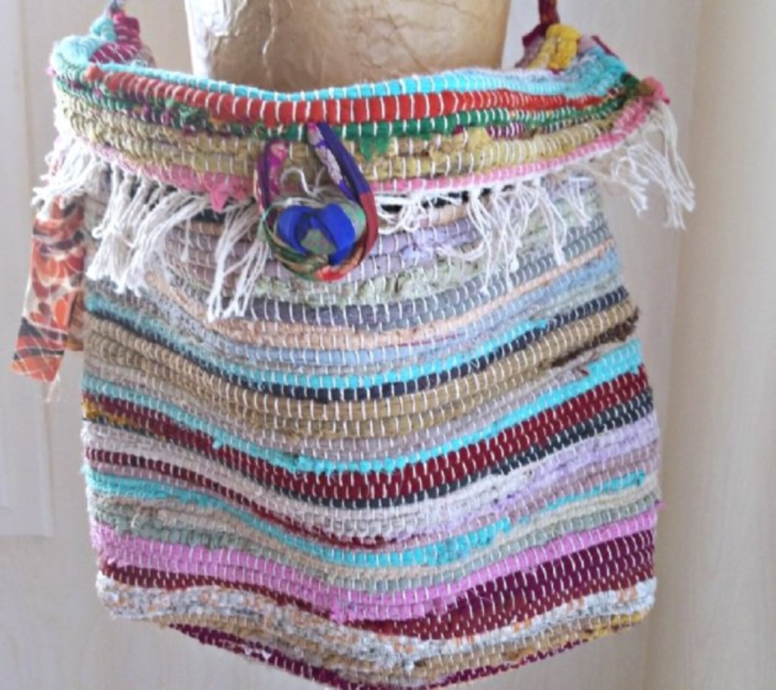 Rag Rug Bag, Boho Crossbody Bag, Flap Bag, Upcycled Recycled Repurposed ...