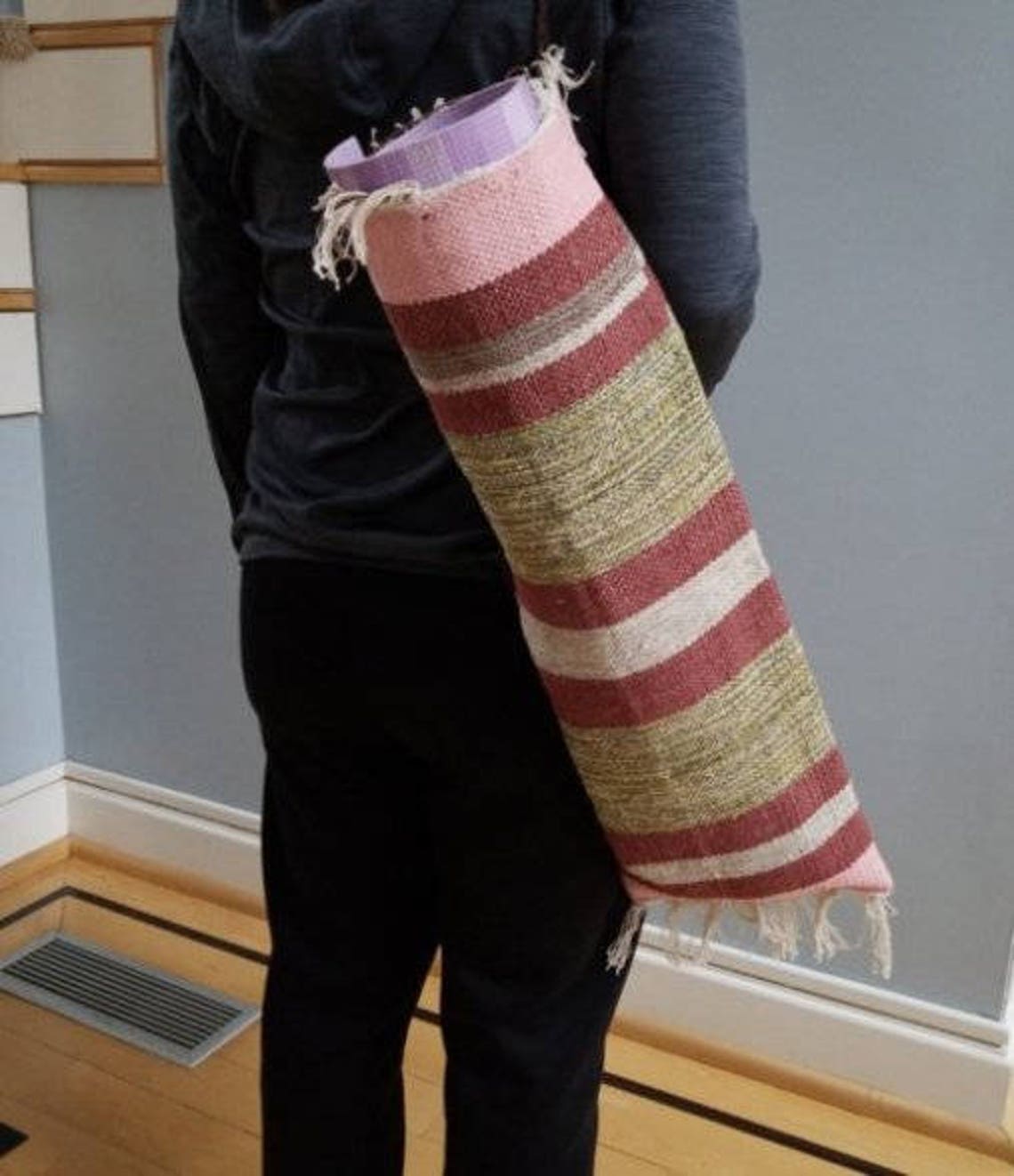 Yoga Mat Bag, Rug Bag, Yoga Mat Gifts, Upcycled Repurposed Recycled ...