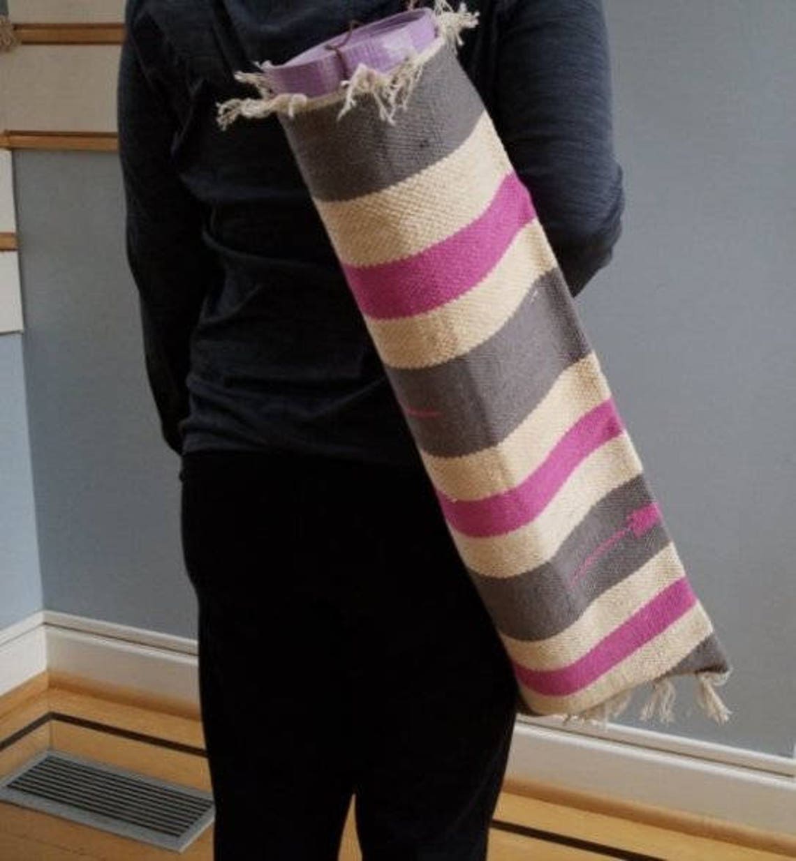 Yoga Mat Bag, Rug Bag, Yoga Mat Gifts, Upcycled Repurposed Recycled ...