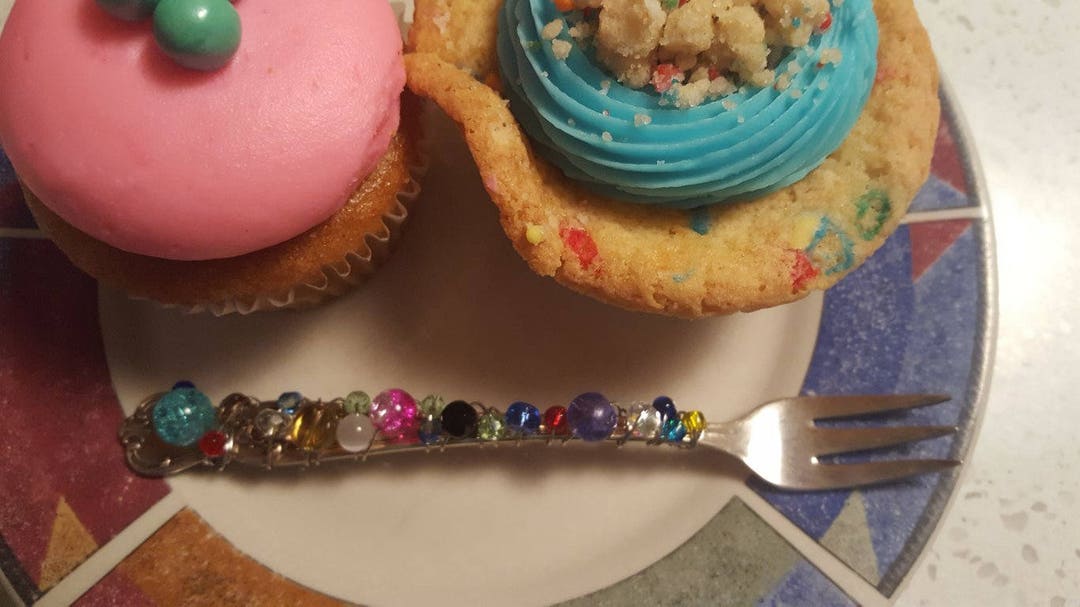 Appetizer Fork, Silverplate Serving Pieces, Beaded Utensils, Unique ...