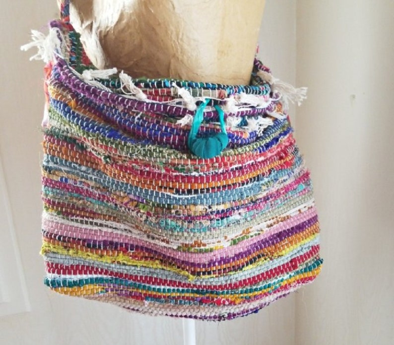 Rag Rug Bag, Boho Crossbody Bag, Flap Bag, Upcycled Recycled Repurposed ...