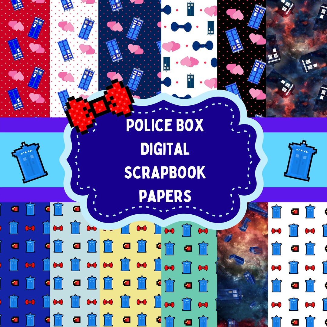 Police Box Digital and Printable Scrapbook Papers - Etsy