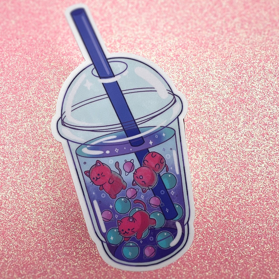 Cute Boba Tea Sticker | Cute Cat Sticker | Cute Boba Cat Tea | Food and ...