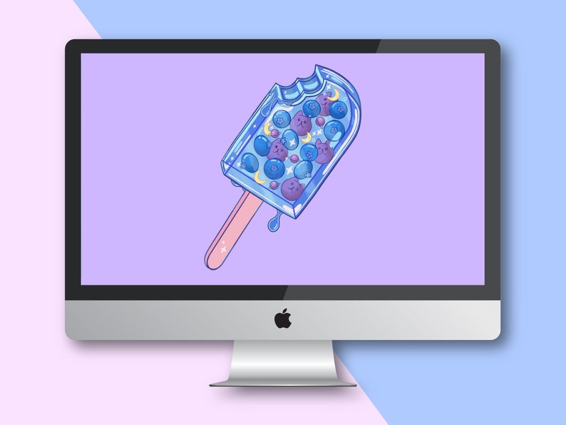 Cute Blueberry Popsicle Cats, Fruit, Boba, Popsicle Cats, Cute Art ...