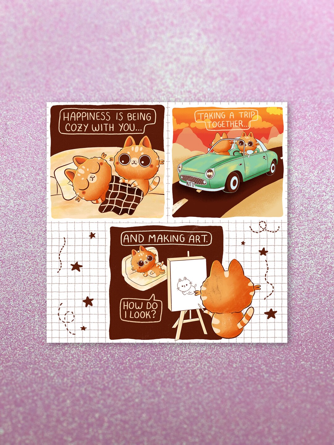 Happiness Cats Print | Cute Cat Wall Art | Art Print | Wall Decor ...