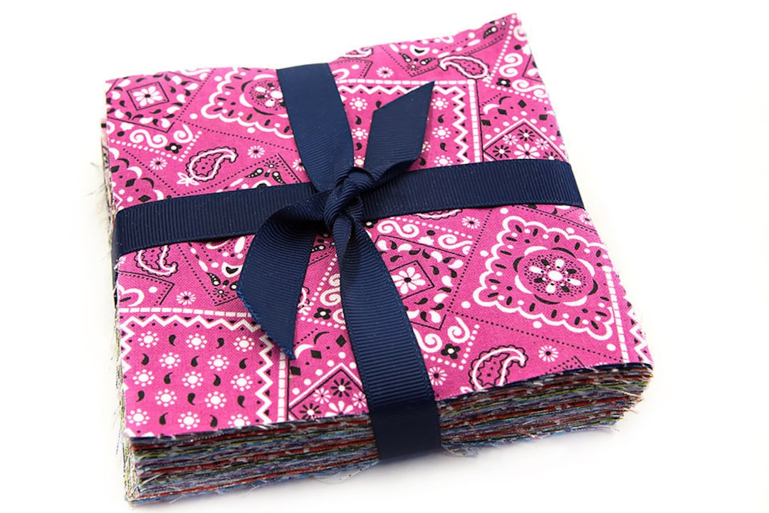 102 Piece Bandana Pre Cut Charm Pack 5" Squares 100% Cotton Fabric ...