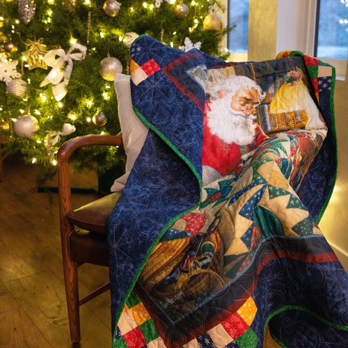 Quilting Santa Fabric Panel - Etsy