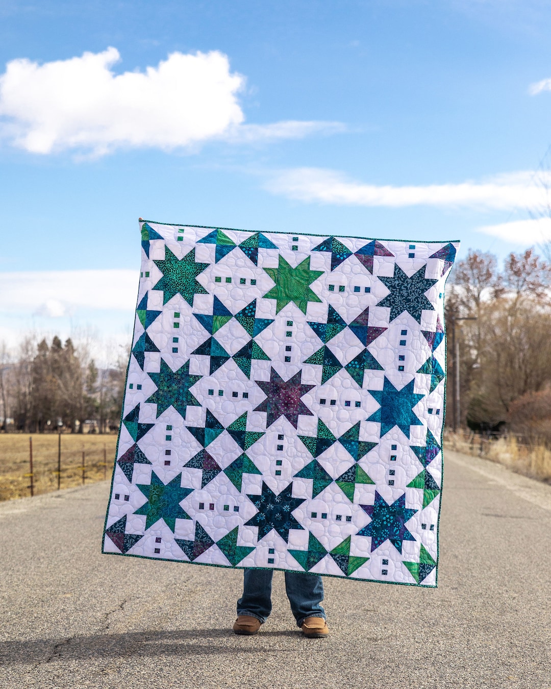 Starshine in Blue Quilt Kit Fabric Pattern and Binding and Backing ...