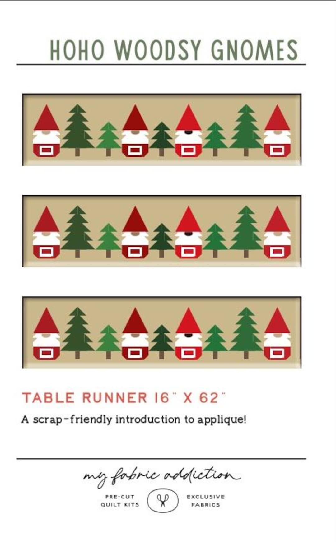 Ho Ho Woodsy Gnomes PDF Digital Table Runner Pattern: Great for Scraps, Beginner Friendly! PDF ...