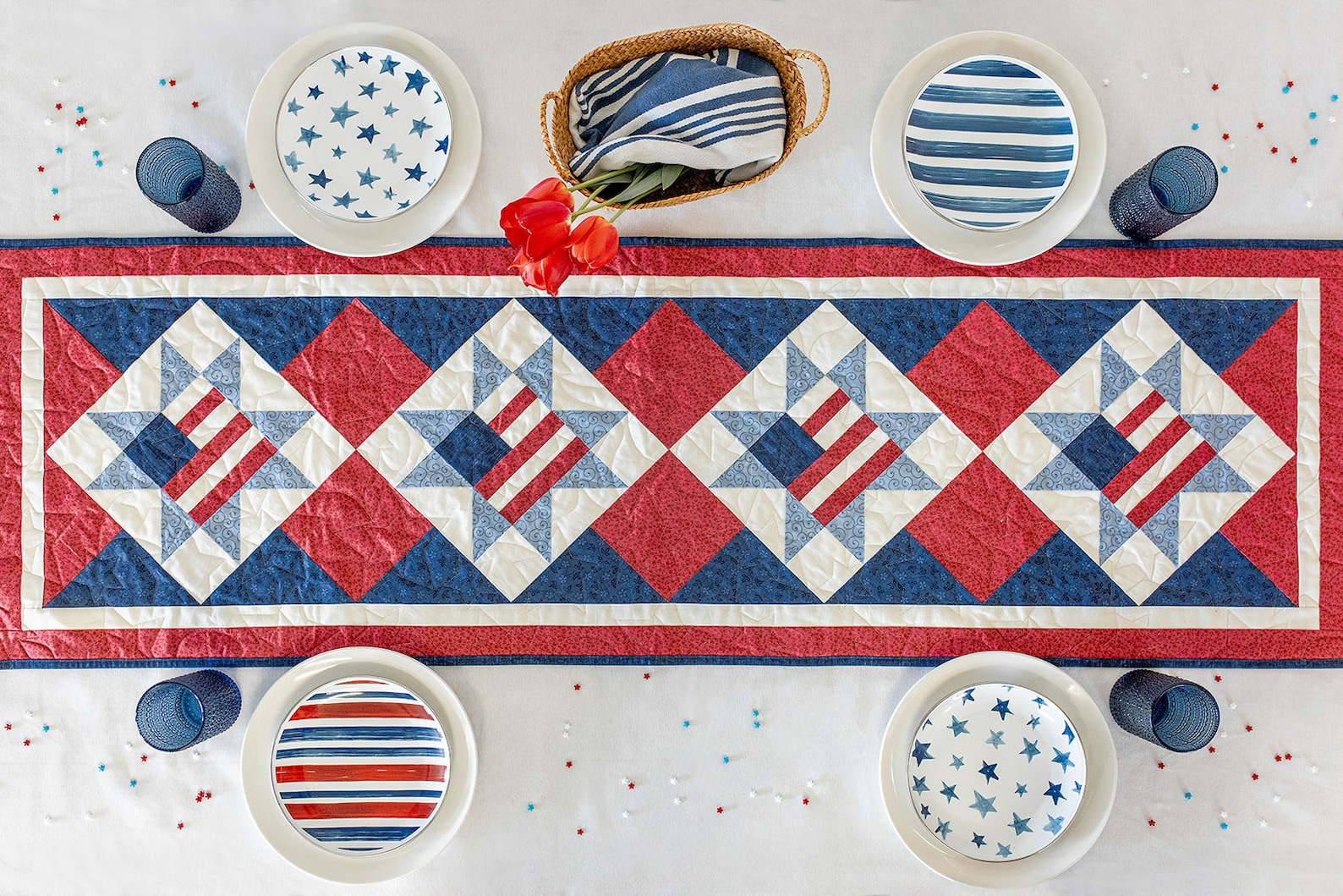 Land of Liberty Table Runner Quilt Kit Fabric Pattern Binding Backing ...