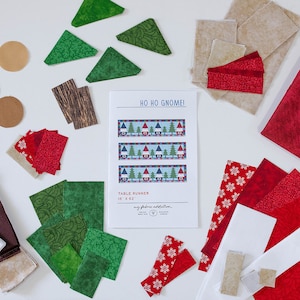 Ho Ho Woodsy Gnomes Christmas Trees and Gnomes Table Runner Quilt Kit ...