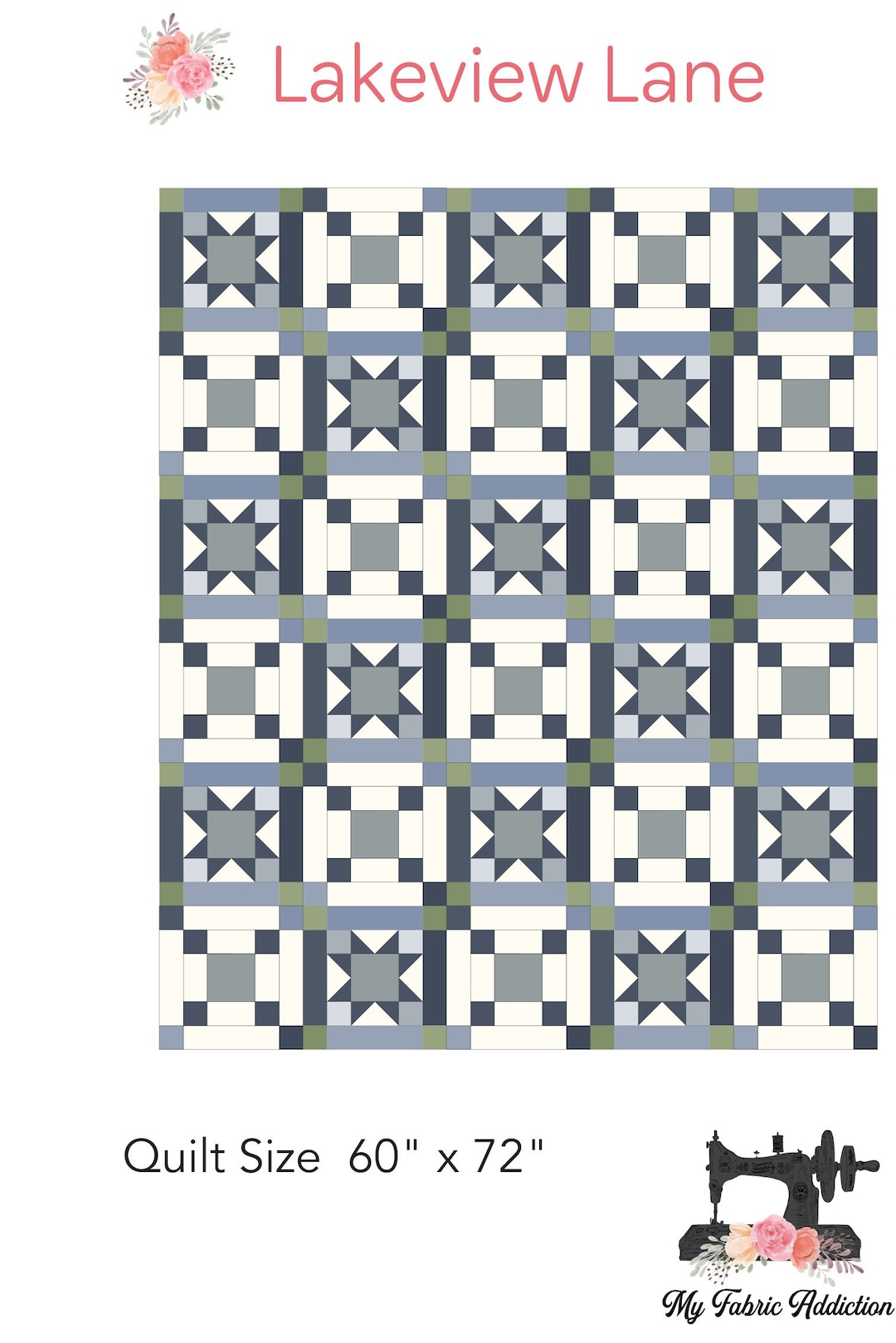 Lakeview Lane PDF Digital Quilt Pattern: 60 X 72 Sizes Beginner ...
