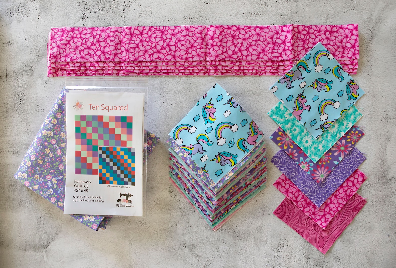 Ten Squared Quilt Pattern and Precut Fabric With Binding and Backing ...