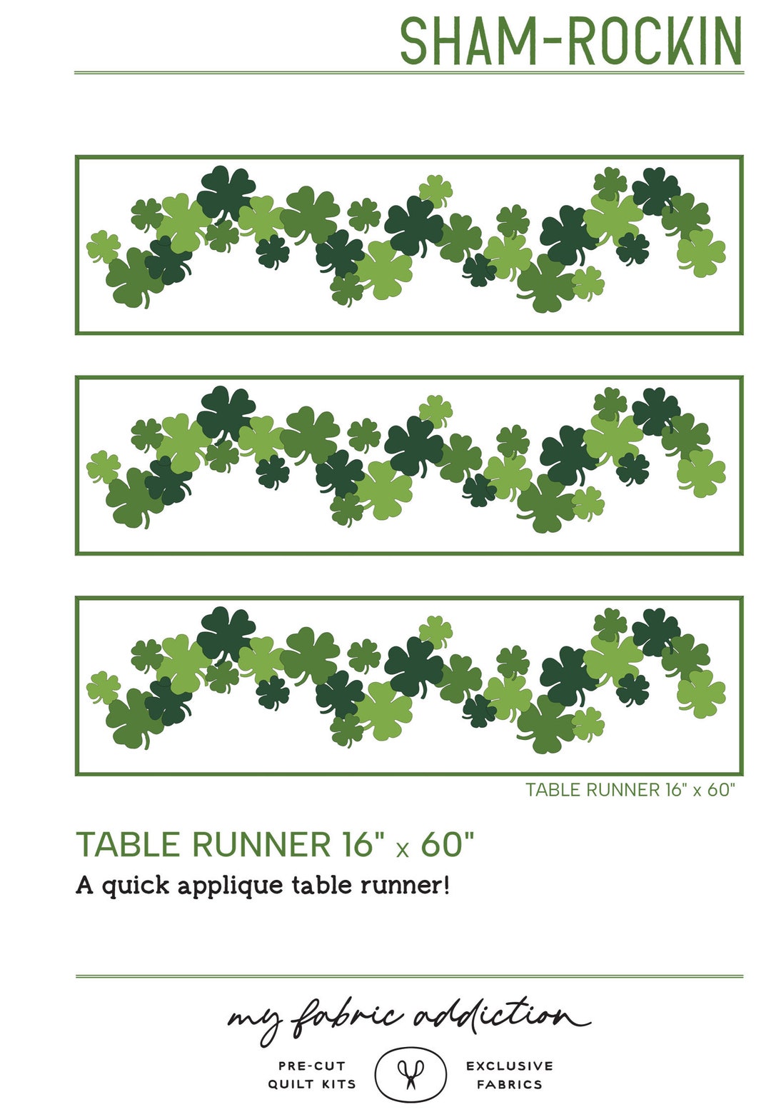 Sham-rockin St. Patricks Day Table Runner Pattern PDF 16 X 60 Beginner ...