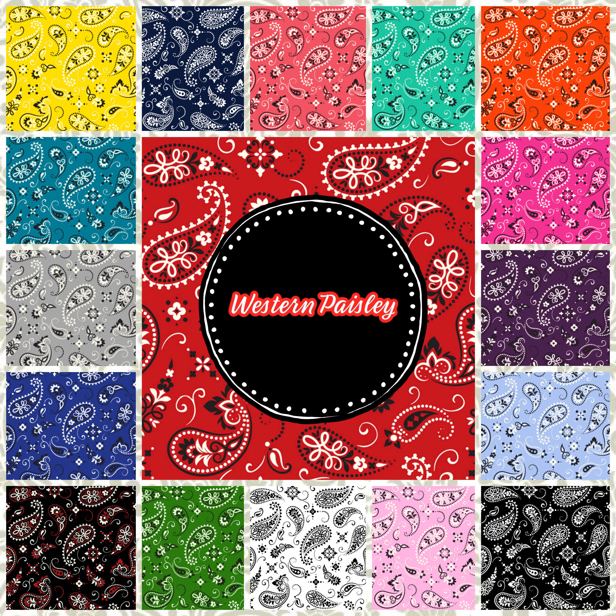 102 Piece Western Paisley Pre Cut Charm Pack 5" Squares 100% Cotton ...
