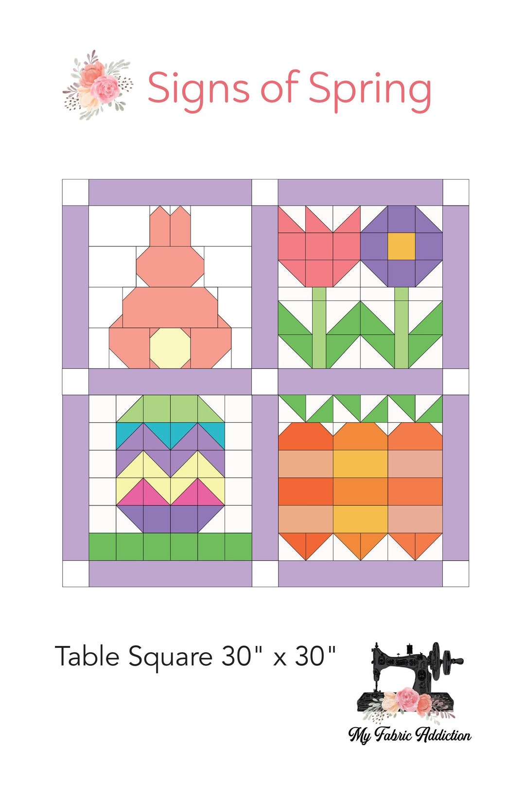 Signs of Spring PDF Digital Quilt Pattern: Table Square or Wall Hanging ...