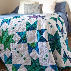 Starshine in Blue Quilt Kit Fabric Pattern and Binding and Backing ...