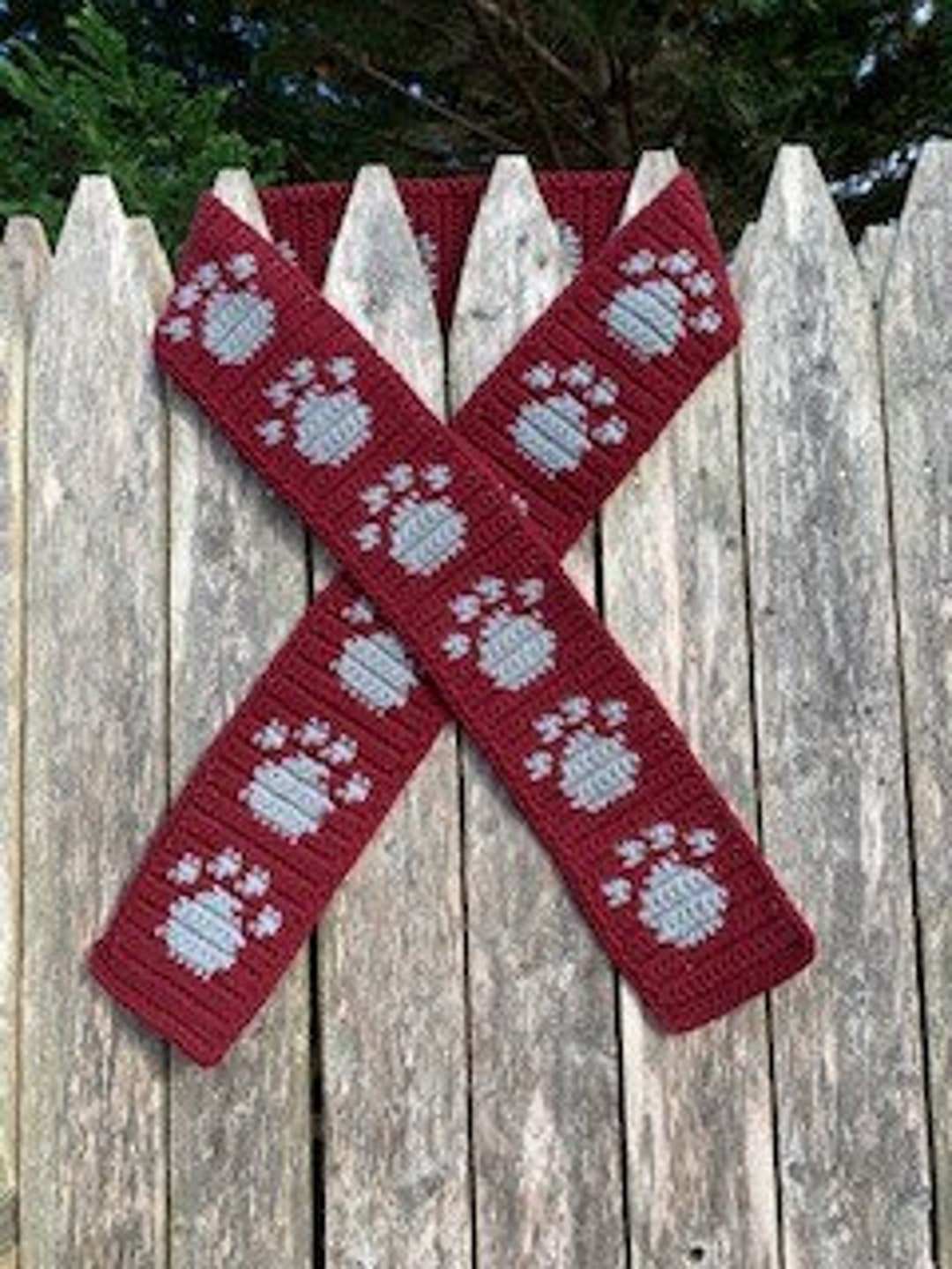 Crocheted Paw Print Scarf Gold & Black - Etsy