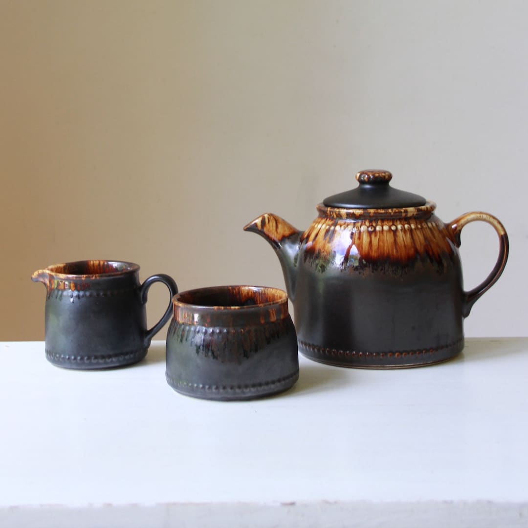 Vintage NZ Pottery 3pc Titianware Coffee Set 1978 Crown Lynn Country ...
