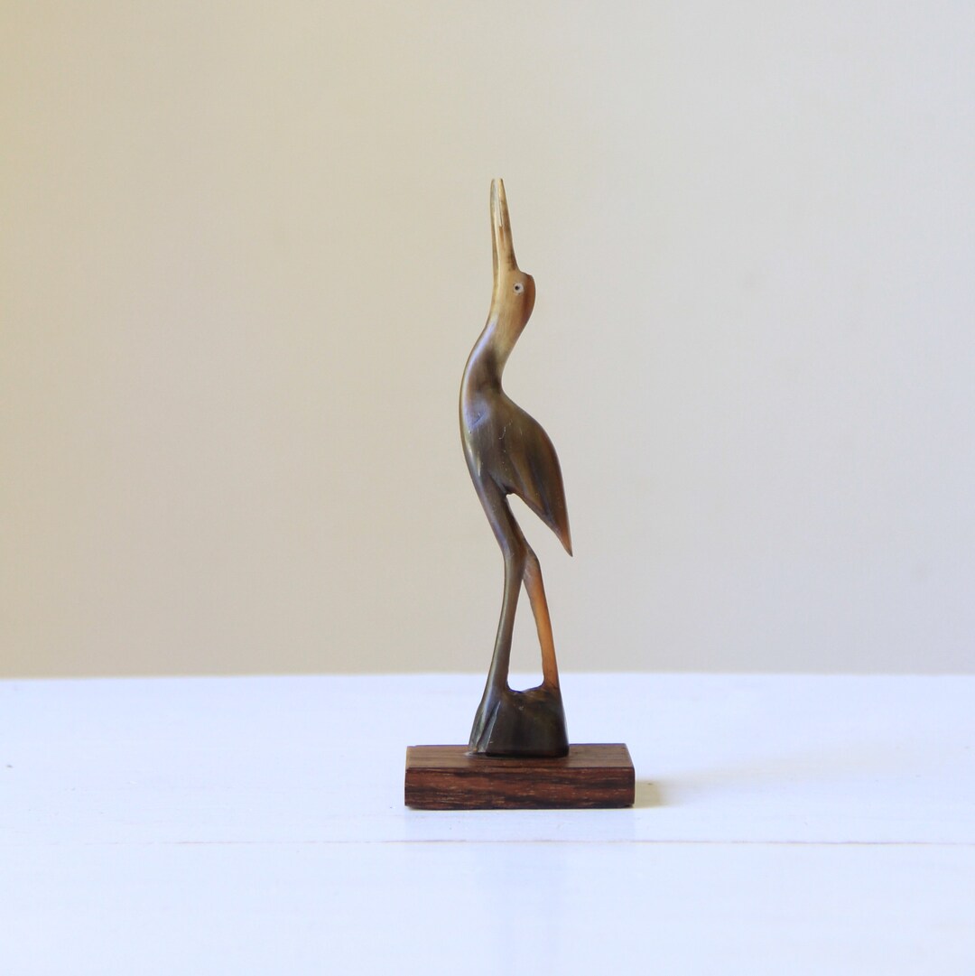 Vintage Bone Figurine Carved Bone Heron Small Crane - Etsy