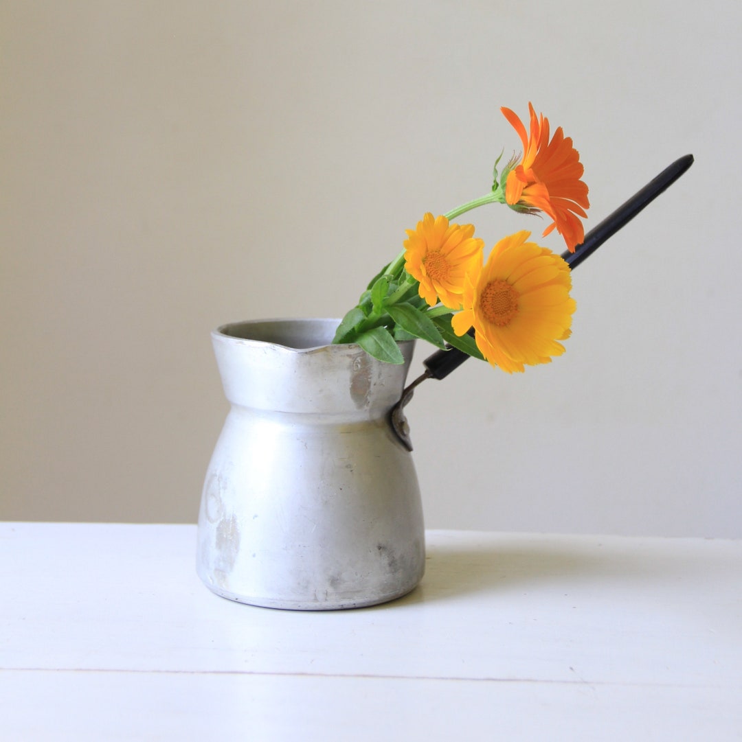 Vintage Cezve Coffee Server - Metal Turkish Coffee Pot - Aluminum ...