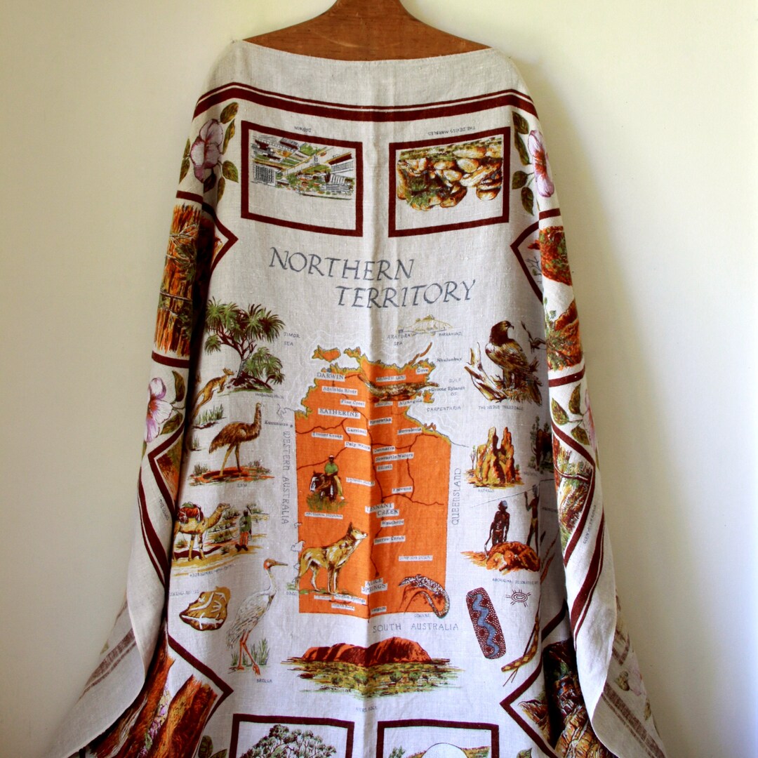 Vintage Linen Tablecloth Northern Territory Tablecloth Australian ...