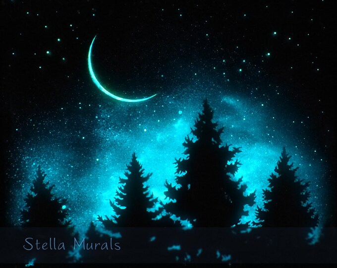 Night Sky Wall Decor | Glow in the Dark Poster | Optional Starry Glow ...