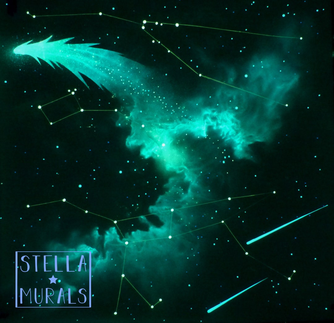 Custom Glow in the Dark Mural Constellations and Milky Way With Lines ...