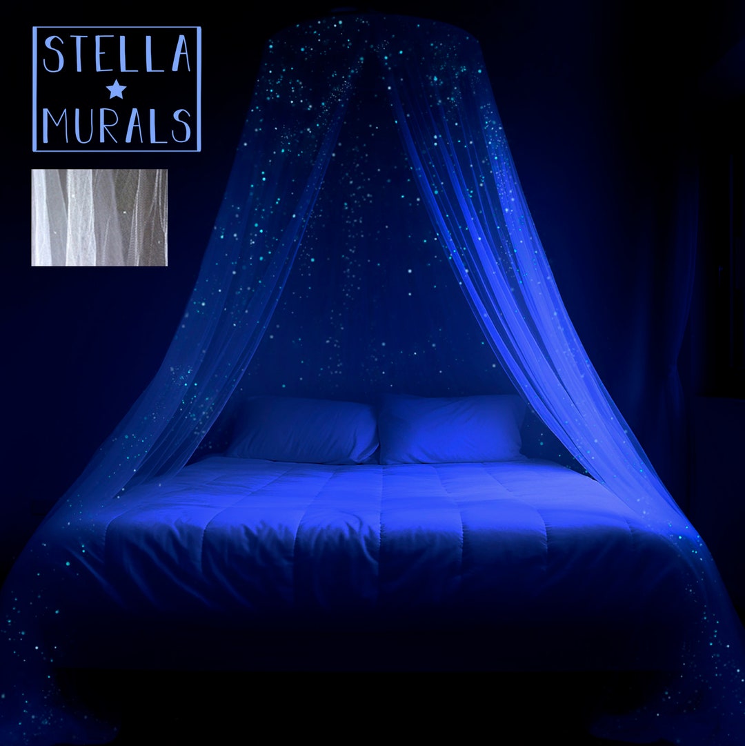 Glow in the Dark Bed Canopy | Star Canopy With Glowing Lights ...