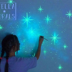 Glow in the Dark Star Mural Super Size WHITE 1000 Extra Realistic Glow ...