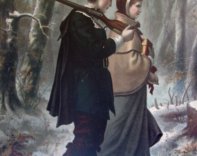 1903 Antique John Alden & Priscilla Wedded Print Pilgrims - Etsy