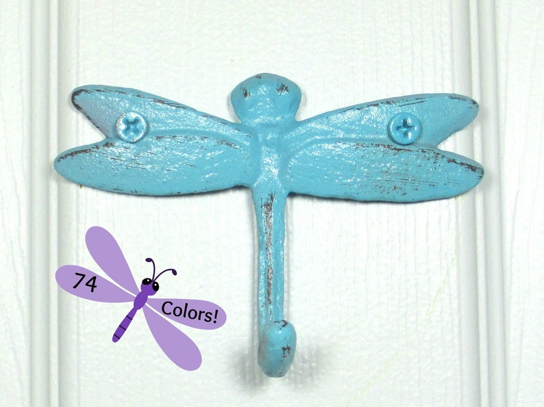 Dragonfly Hook Wall Hanger Shabby Chic Cast Iron in Aqua - Etsy