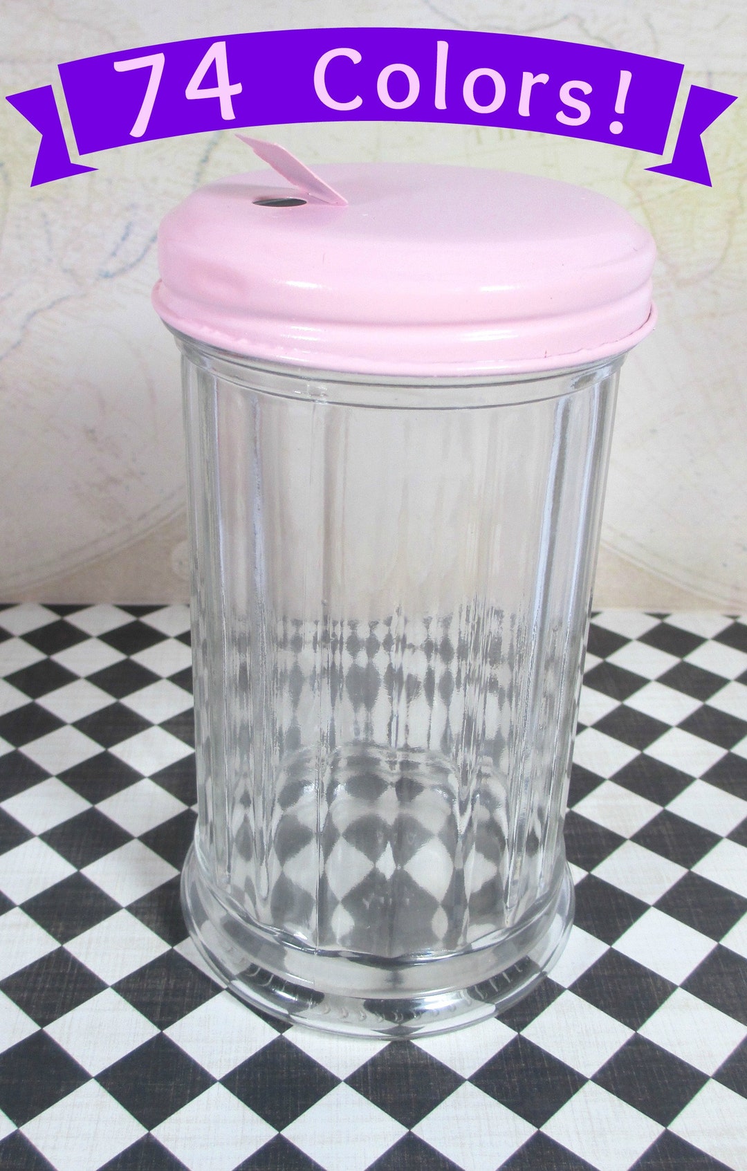 Glass Sugar Dispenser With Candy Pink Top Vintage Inspired - Etsy
