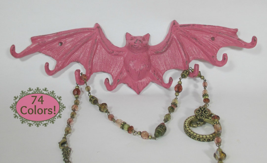 Bat Hook Berry Hot Pink Cast Iron Shabby Chic Bat Jewelry Hook Bat ...