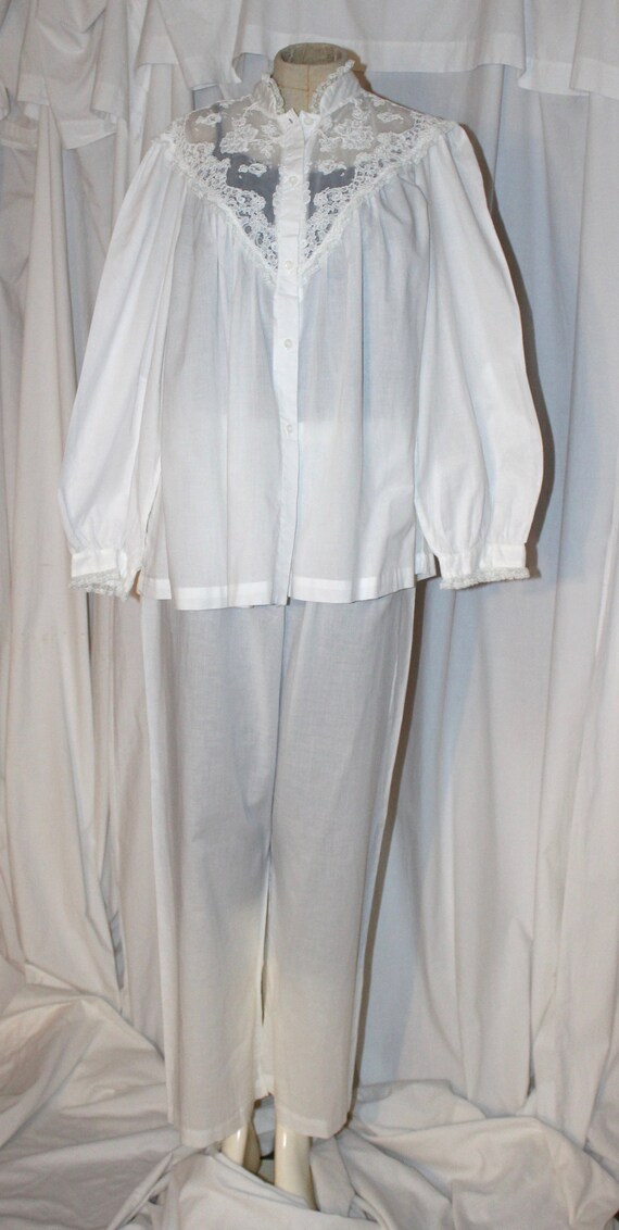 Vintage Barbizon pajamas light white cotton summer pj… - Gem