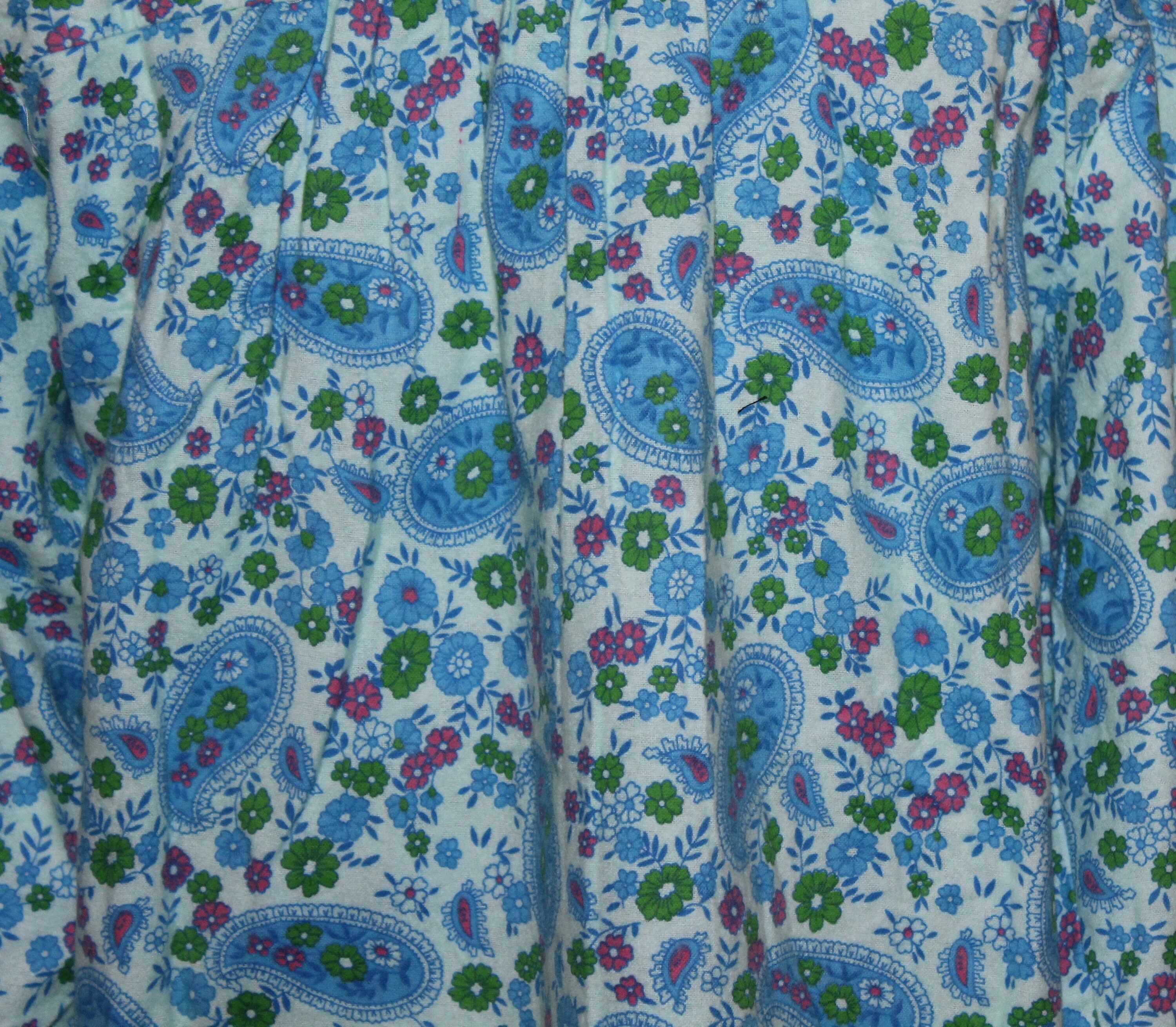 Vintage 70s Flannel Robe Deadstock Blue Paisley Button Front, Knee ...