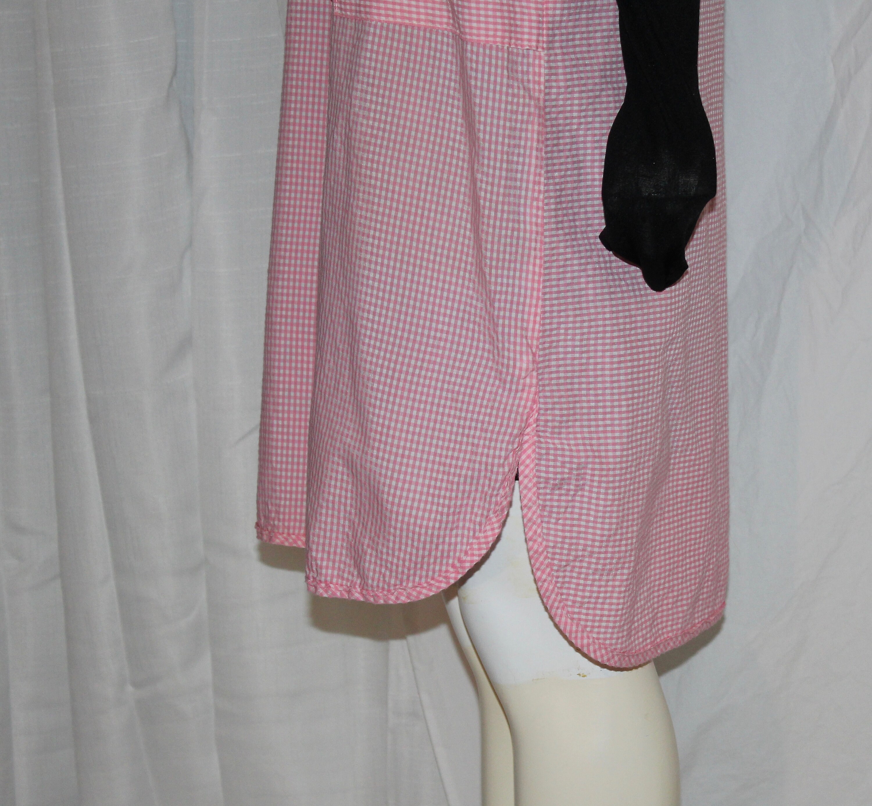 Vintage House Dress, Pink Gingham Sleeveless Button Front, Light Sheer ...