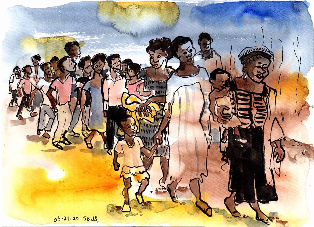 Refugees Fine Art Print of Watercolor Sketch - Etsy