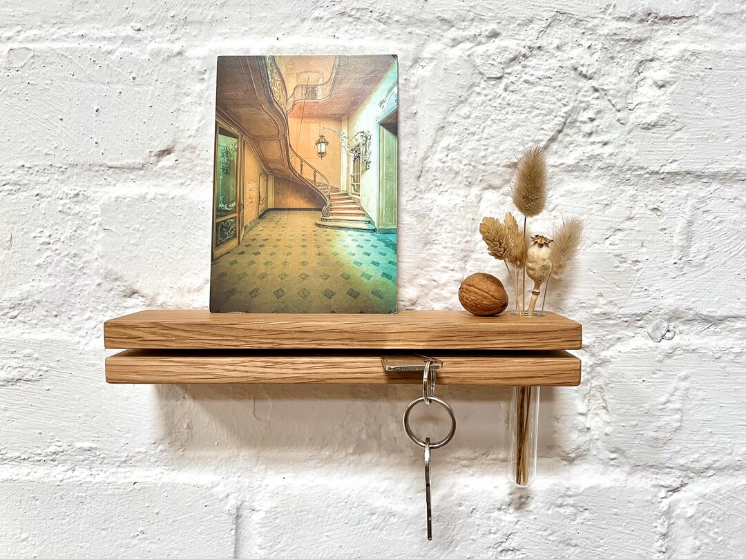 Keyboard Oak , Key Rack With Vase, Wooden Key Rack With Shelf, Rustic ...